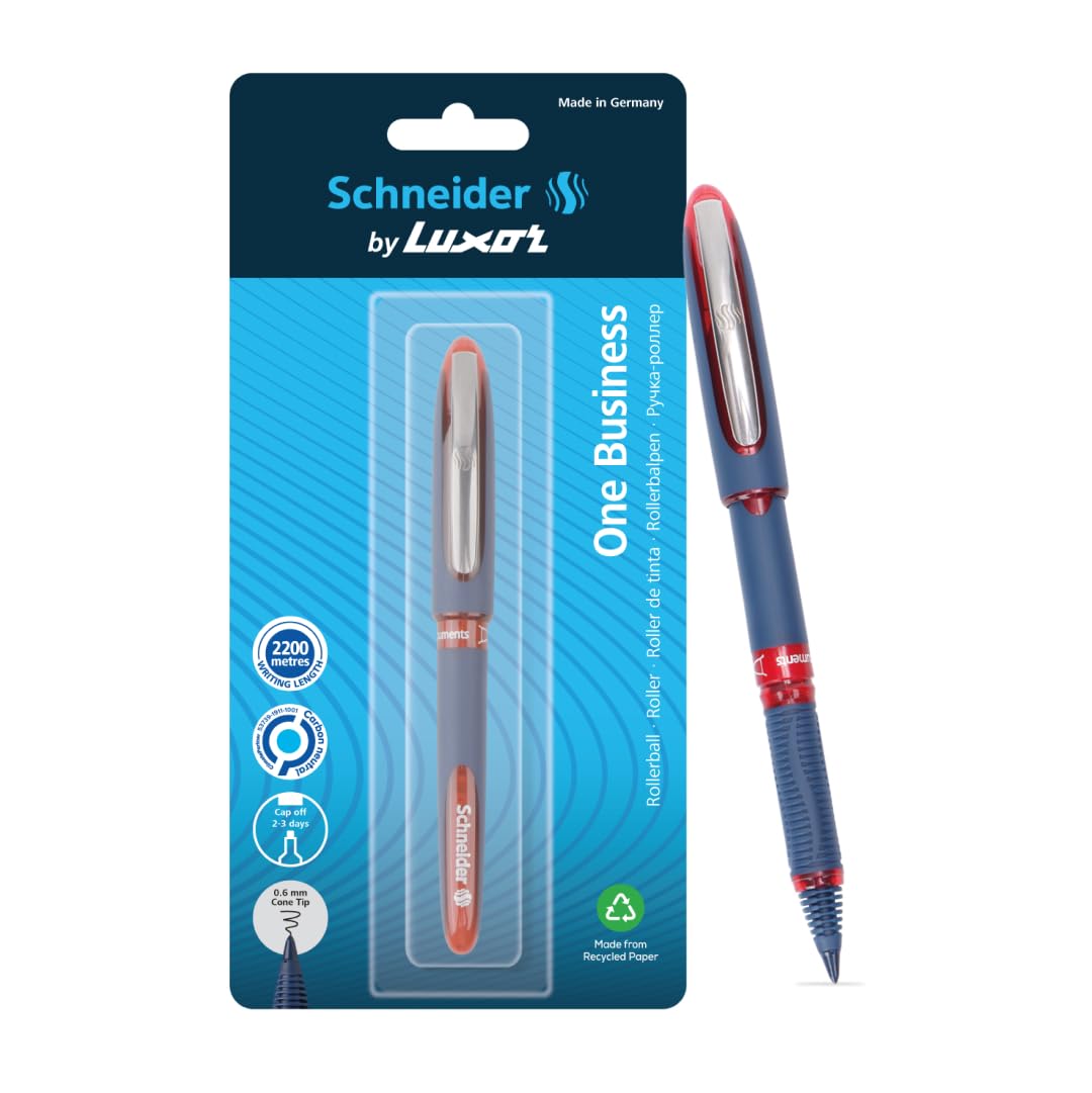 Luxor Schneider, One Business Roller Ball Pen - Red, 0.6 mm, 2200 mtrs ...