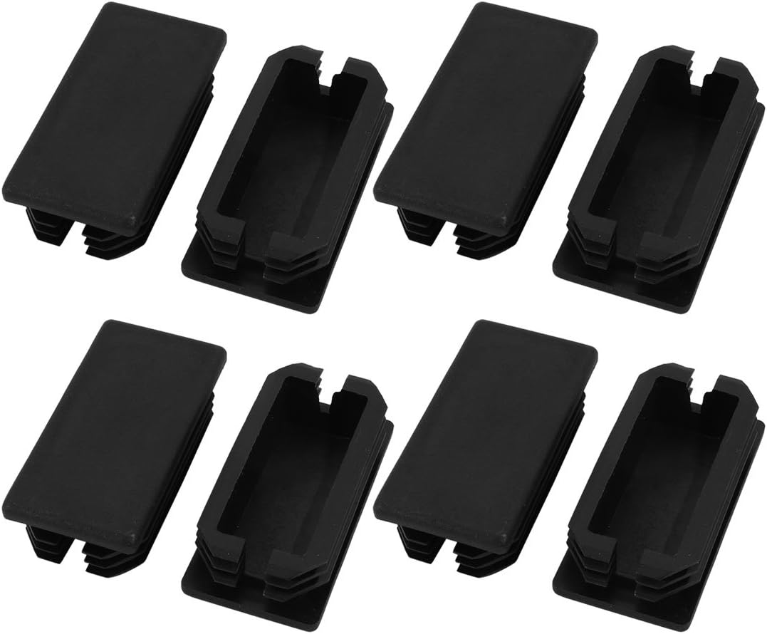 uxcell 8Pcs Black Plastic Rectangle Non Slip Caps Tubing Tube Inserts ...