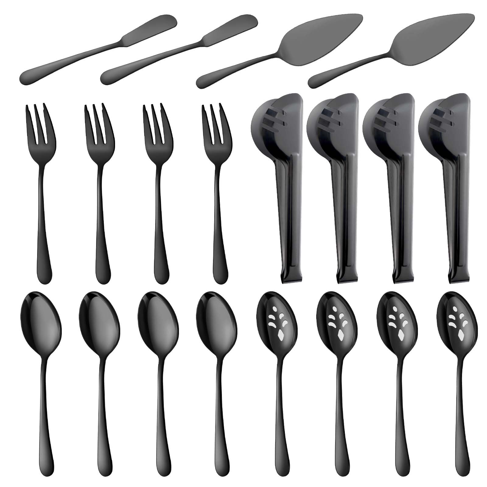 Amazon.com | BEWOS Black Serving Utensils, 20-Piece Serving Utensils ...