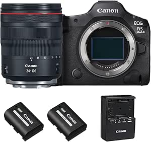 Amazon.com : Canon EOS R5 Mark II Mirrorless Camera with RF 24-105mm f/4 Lens with Canon LP-E6P ...