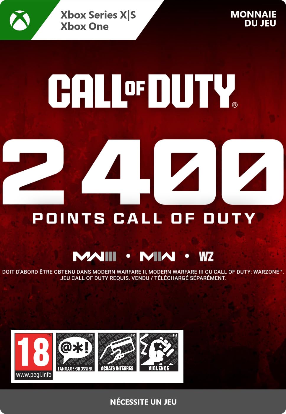 Call of Duty Points- 2,400 | Xbox One/Series X|S - Code jeu à ...