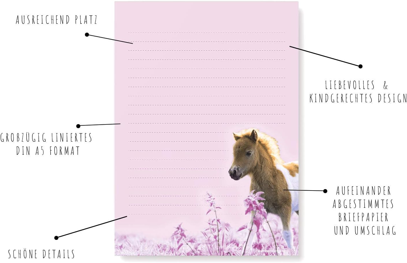 Friendly Fox Children’s Writing Paper Horses – Pony Letter Pad ...