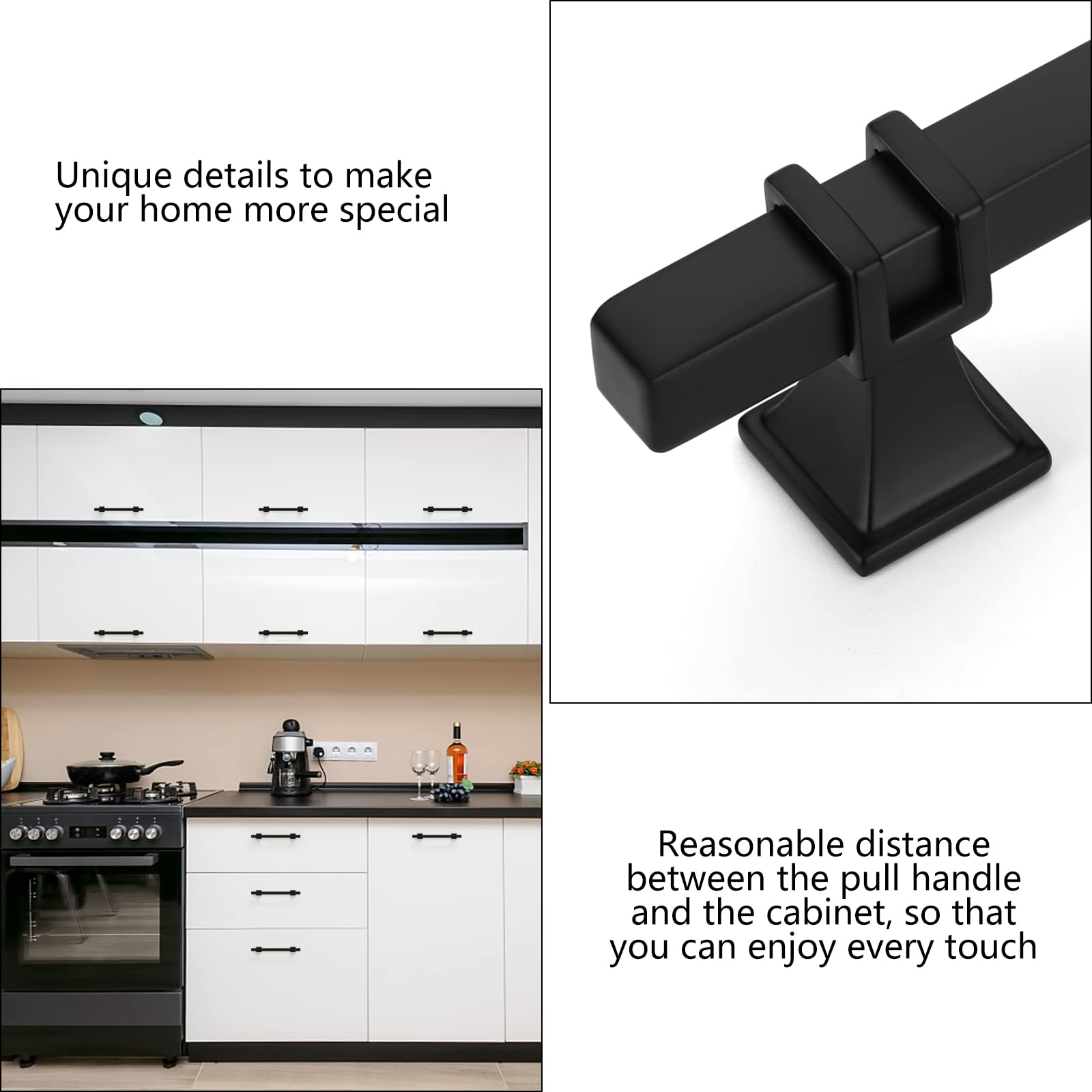 Snapklik.com : Homdiy 10 Pack Black Cainet Pulls Kitchen Cabinet ...