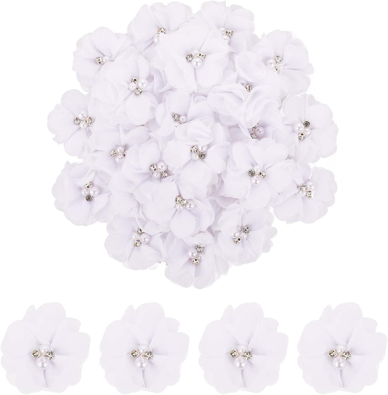 Amazon.com: 30 PCS Flower Appliques, Rhinestone Flowers for Graduation ...