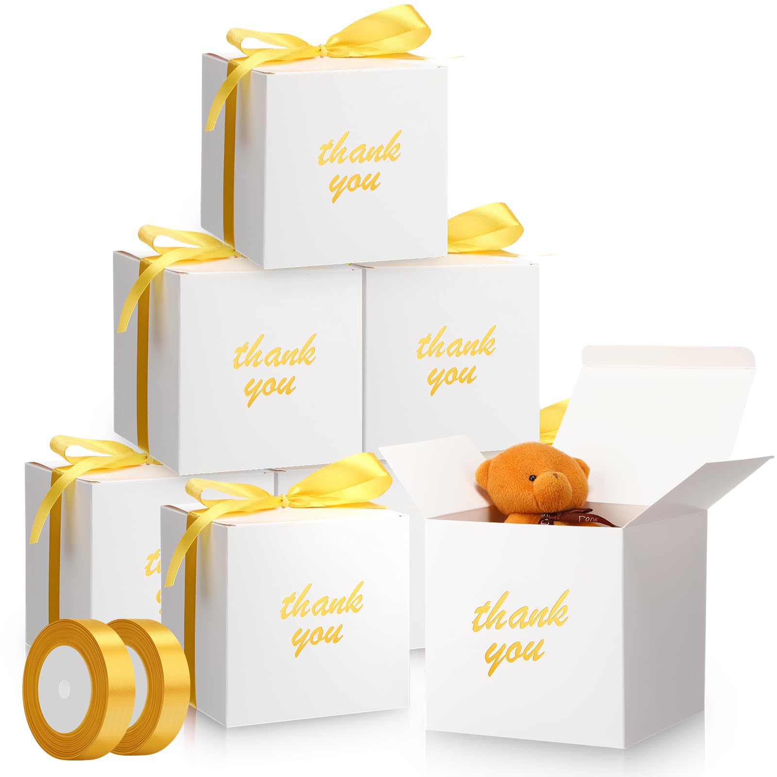 48 Pcs White Gift Boxes 5 x 5 x 5 Inch White Paper Boxes with Gold ...