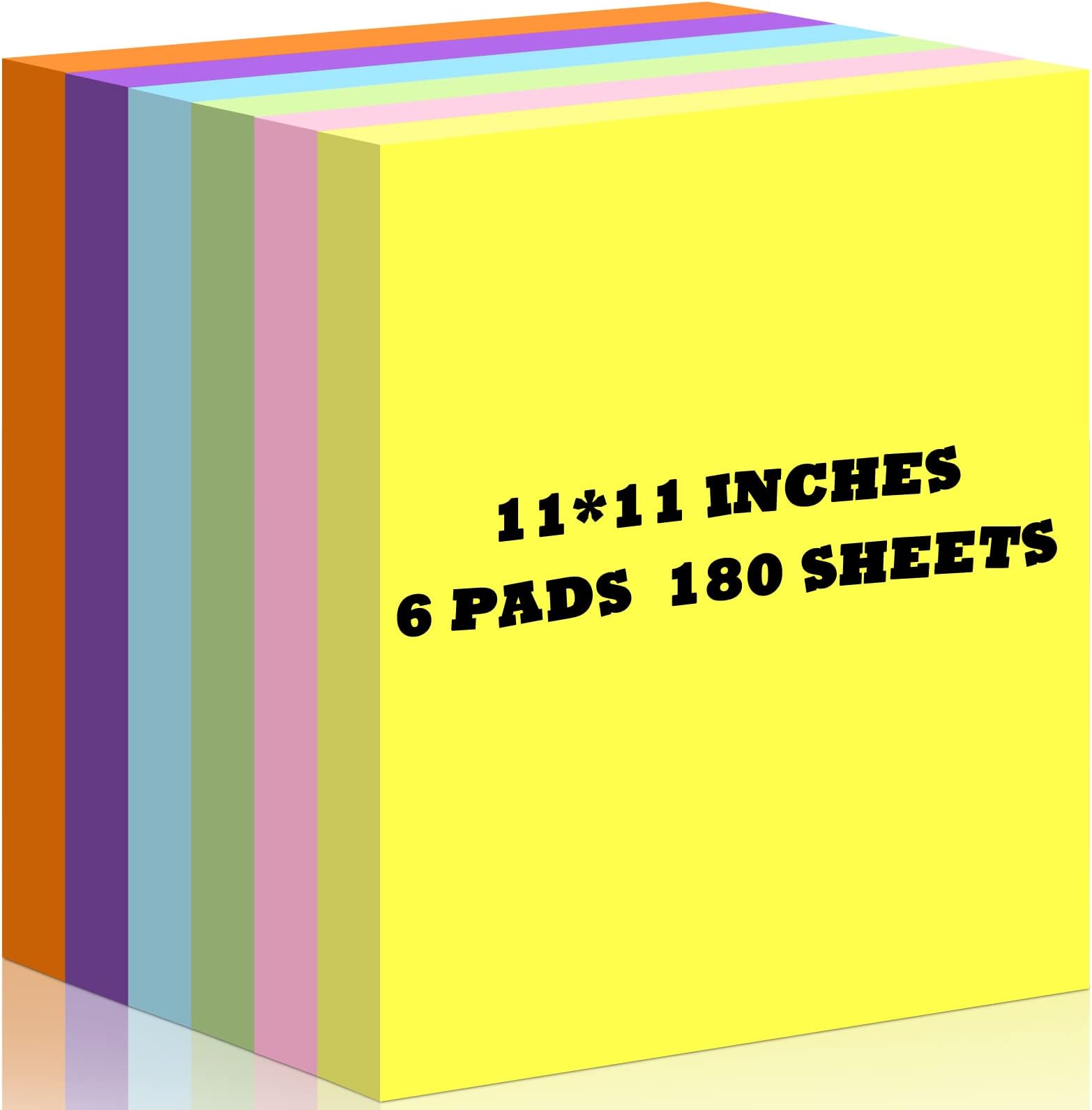 Amazon.com : 6 Pad Big Sticky Notes 11 x 11 Inch Self Stick Pads Large ...