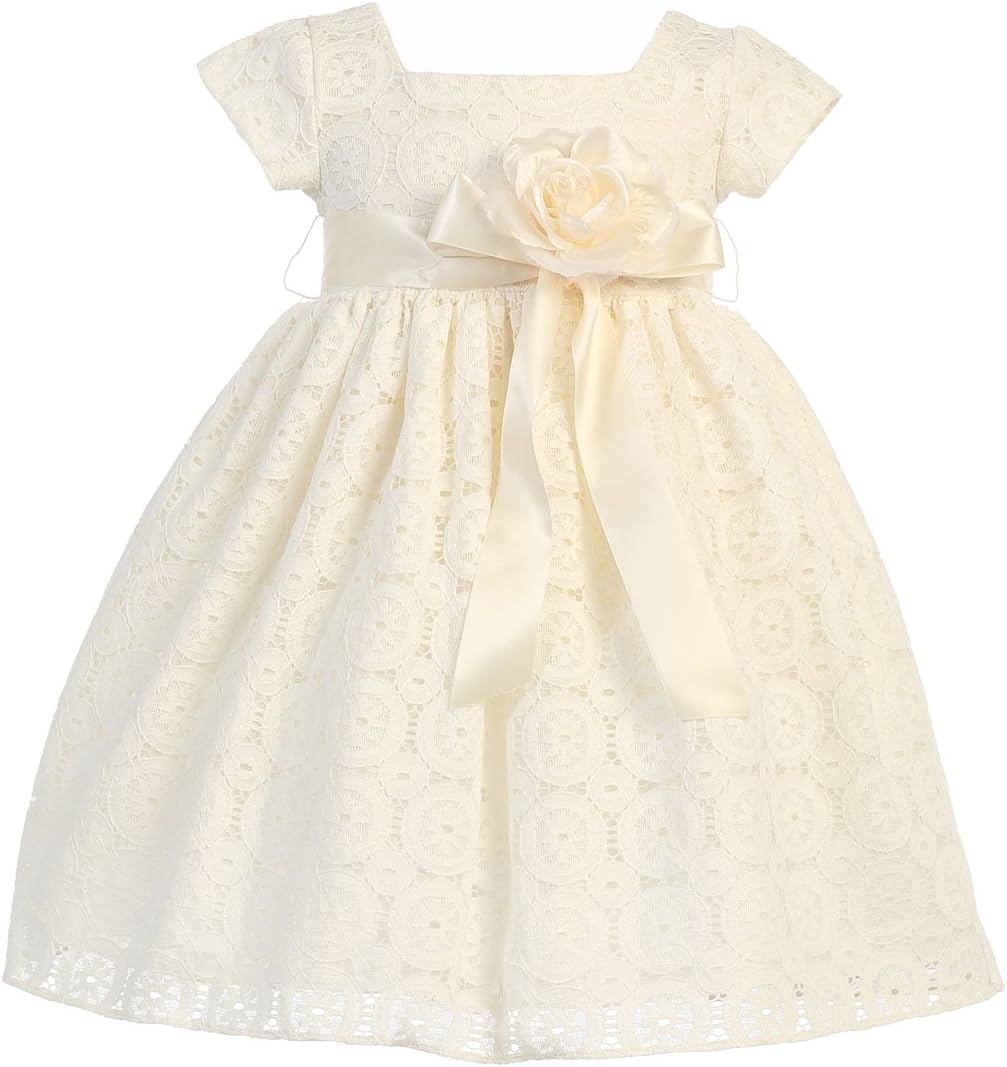 Amazon.com: Little Girls Spring/Easter Lace Dress (2T, Ivory): Clothing ...