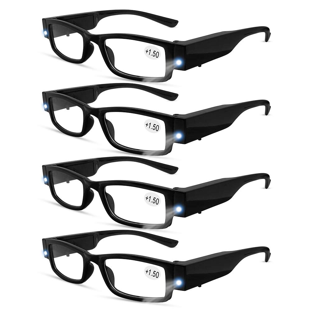 Amazon.com: 4 Pcs Reading Glasses Led Readers with Lights Fashion ...