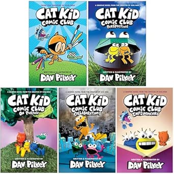Cat Kid Comic Club Series Collection 5 Books Set By Dav Pilkey (Cat Kid ...