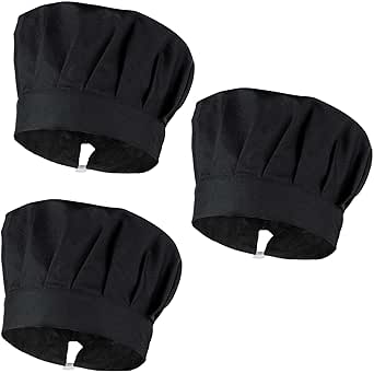 Amazon.com: 3 Pack Black Hibachi Chef Hats Caps Adult Cooking Hat for ...