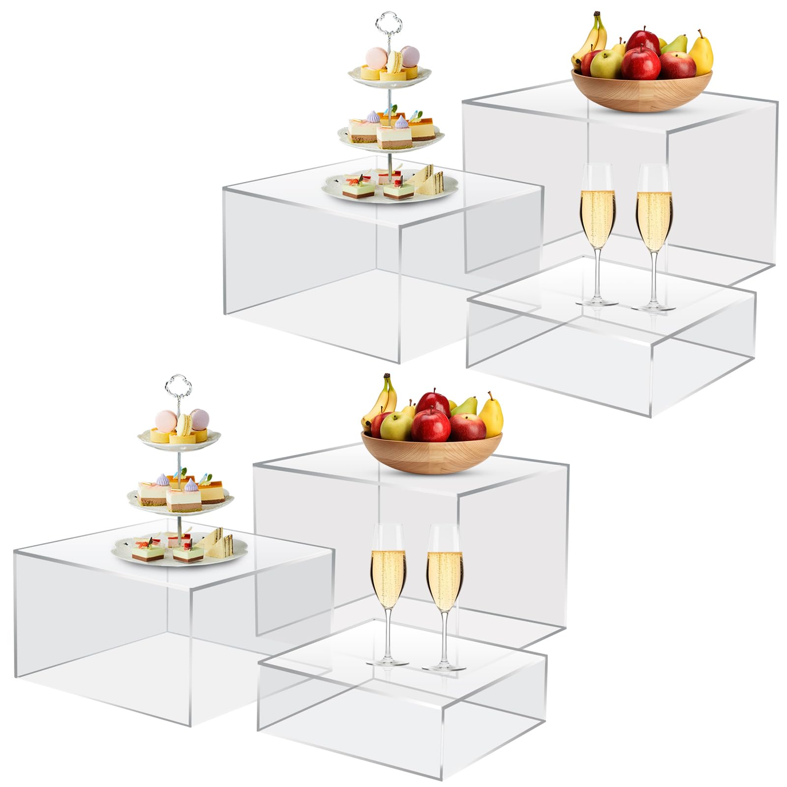 Amazon.com: Bouiexye Clear Buffet Risers, 6Pcs Acrylic Boxes Display ...