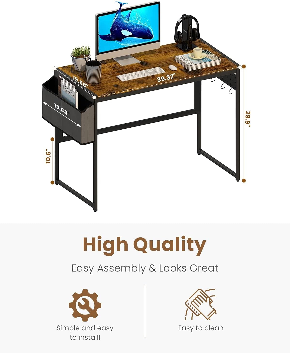 AWQM Computer Desk 39-Inch Writing Desk Home Office Small Study ...