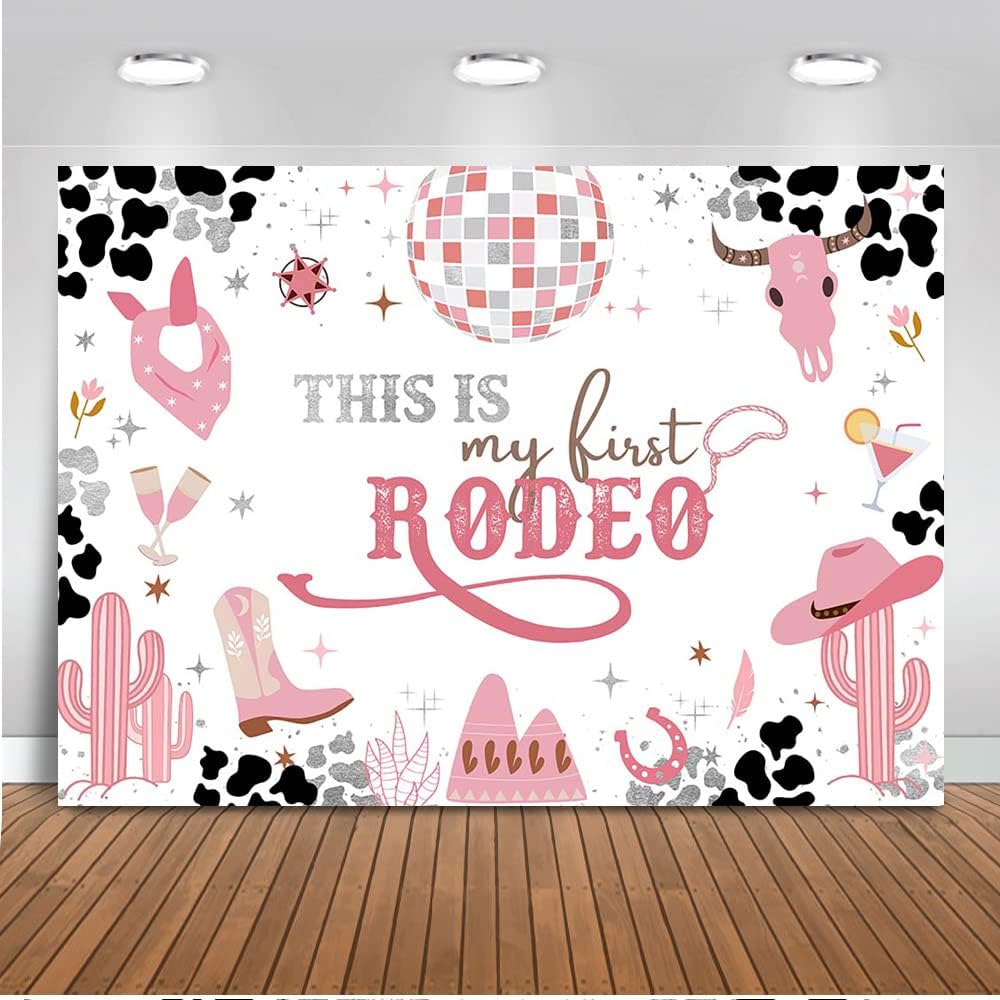 Amazon.com : Mocsicka Cowgirl First Birthday Backdrop 7x5ft My First ...