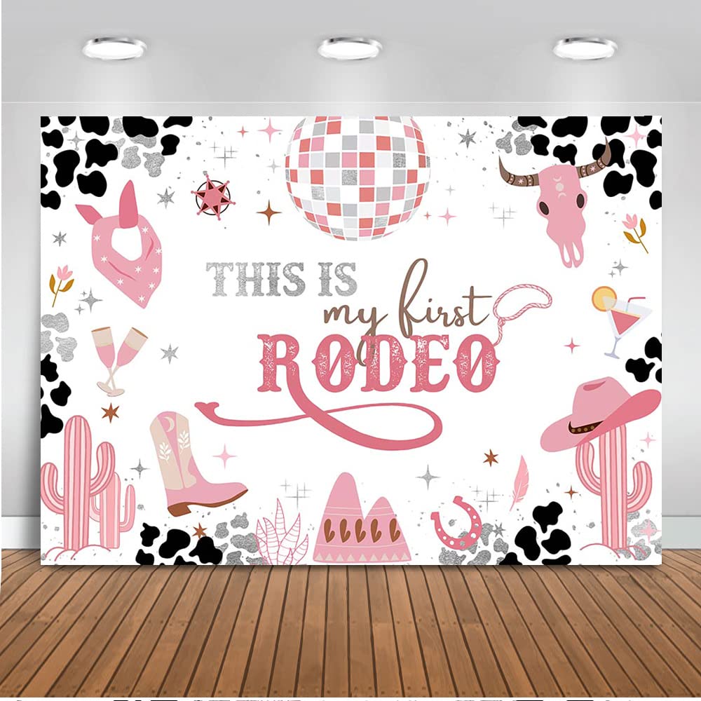 Amazon.com : Mocsicka Cowgirl First Birthday Backdrop Girls My First ...