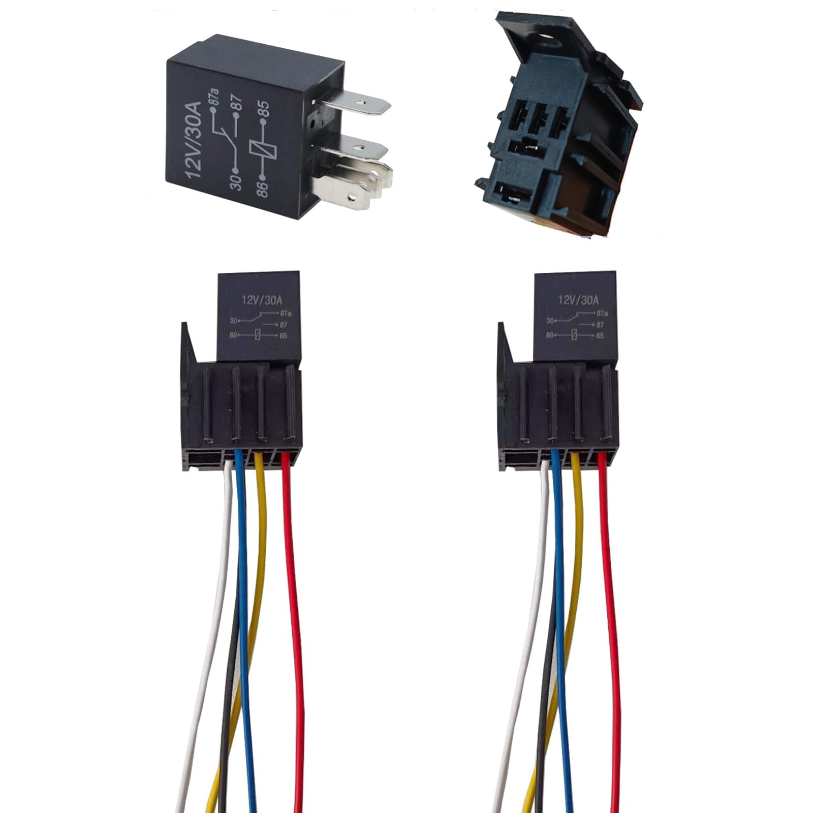 Buy Tierxialqt5 pin 12v 30A Automotive Relay with Harness 2Pack Manual ...