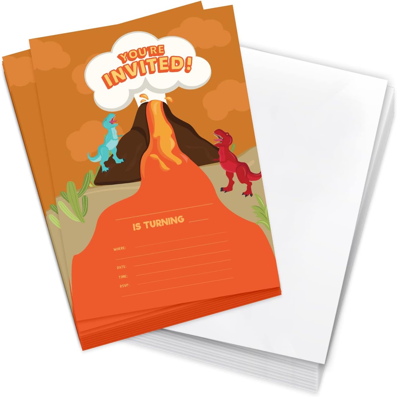 Amazon.com : Coastal Palm Volcano Happy Birthday Invitations Invite ...