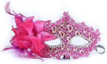MYDVDHDV-Hworks Feder Party Maske Rosa Half Face Cover Cosplay Prop für ...