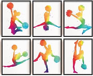 Amazon.com: INFUNLY Set of 6 CheerLeader Abstract Wall Art Print ...