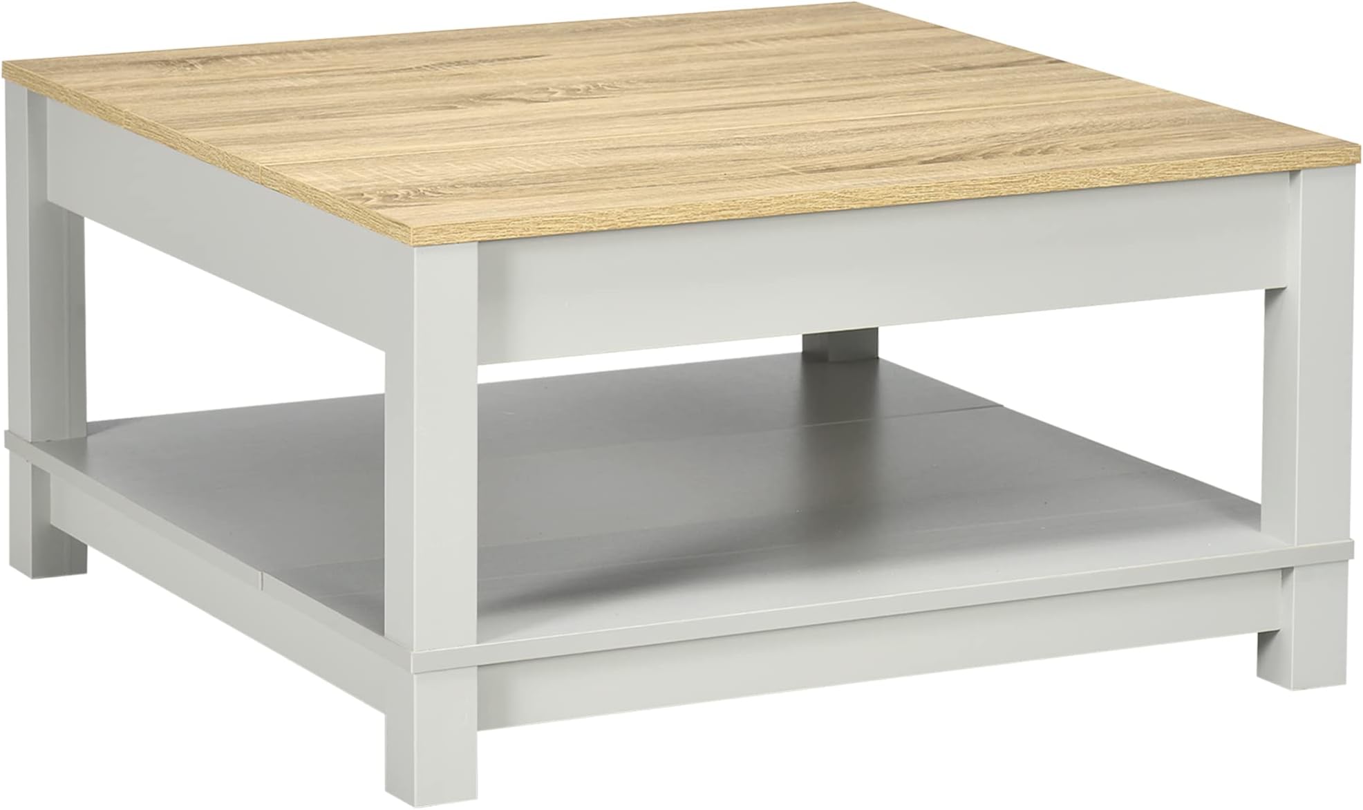 Amazon.com: HOMCOM Coffee Table, 2 Tier Center Table with Storage Shelf ...