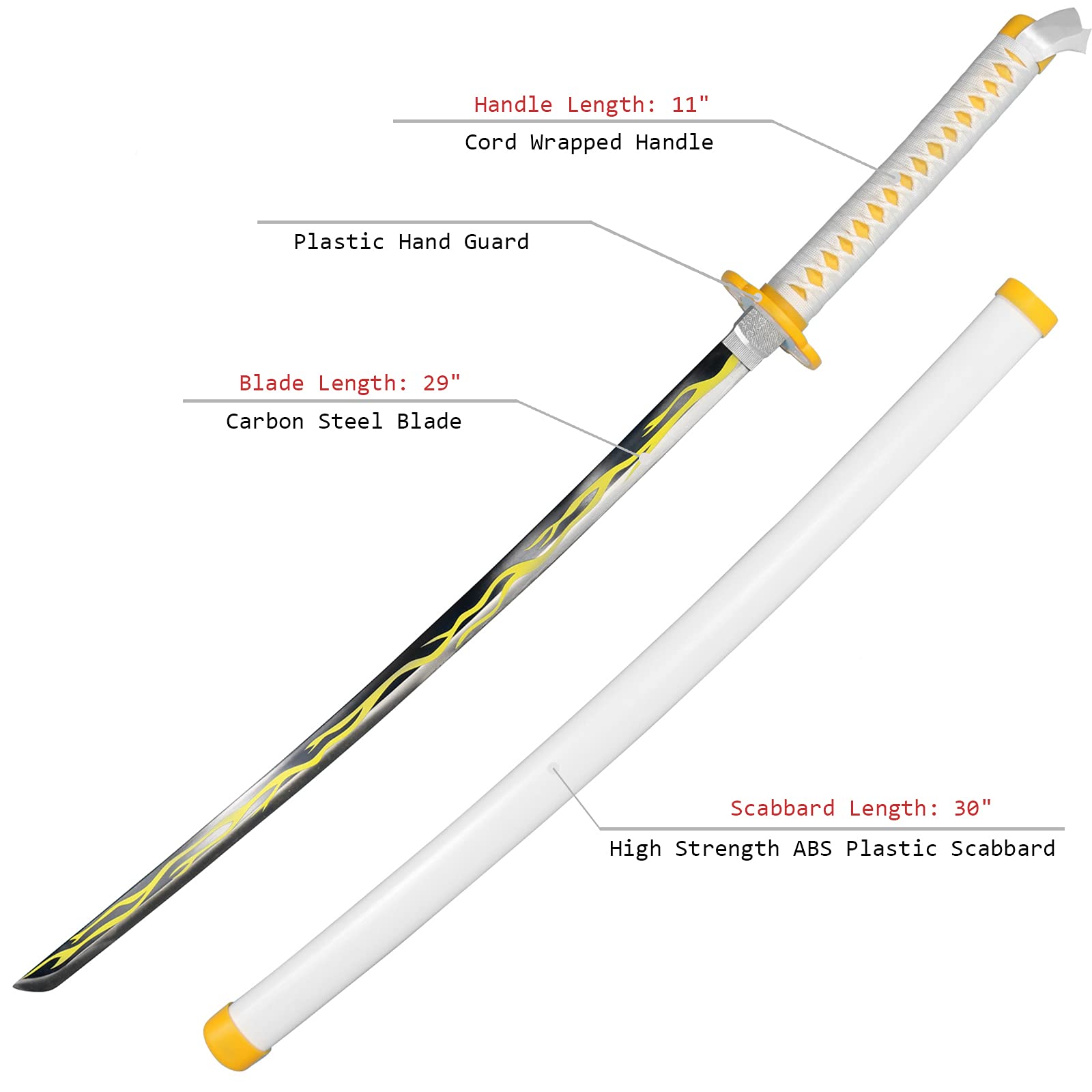 Larmuroki Demon Slayer Sword - 41" Steel Blade Samurai Sword, Kimetsu ...