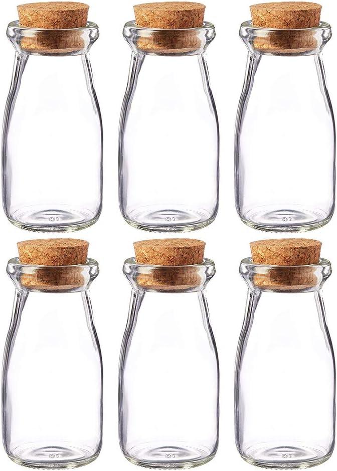 Danmu Art100ml Mini Glass Jars with Cork Stoppers Milk Glass Bottles ...