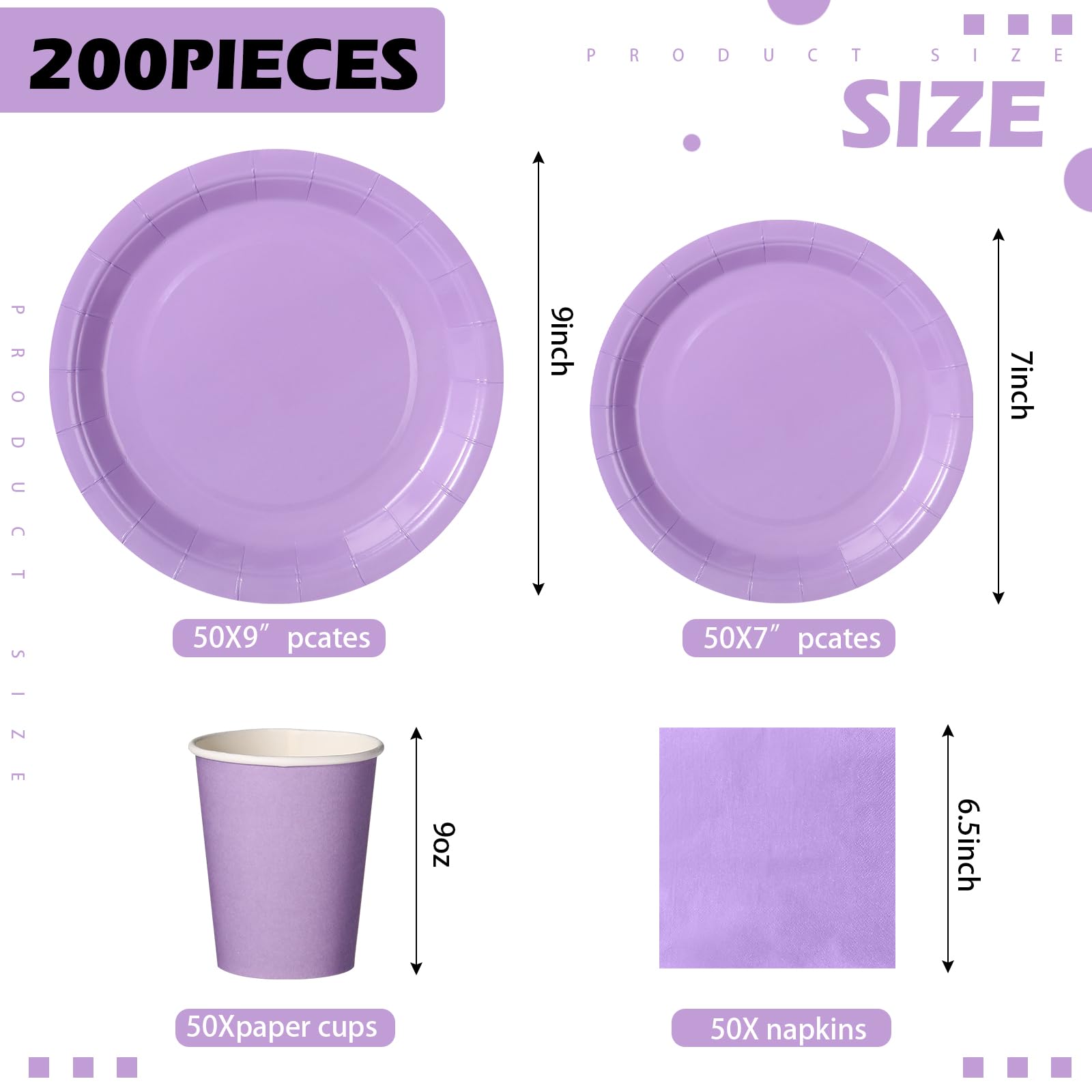 200 Pcs Disposable Paper Plates Cups and Napkins Party Supplies Serve ...