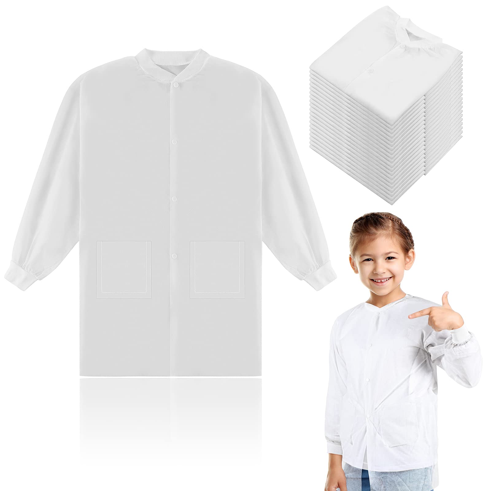 Amazon.com: Jeyiour 20 Pack Disposable Lab Coats for Kids White ...