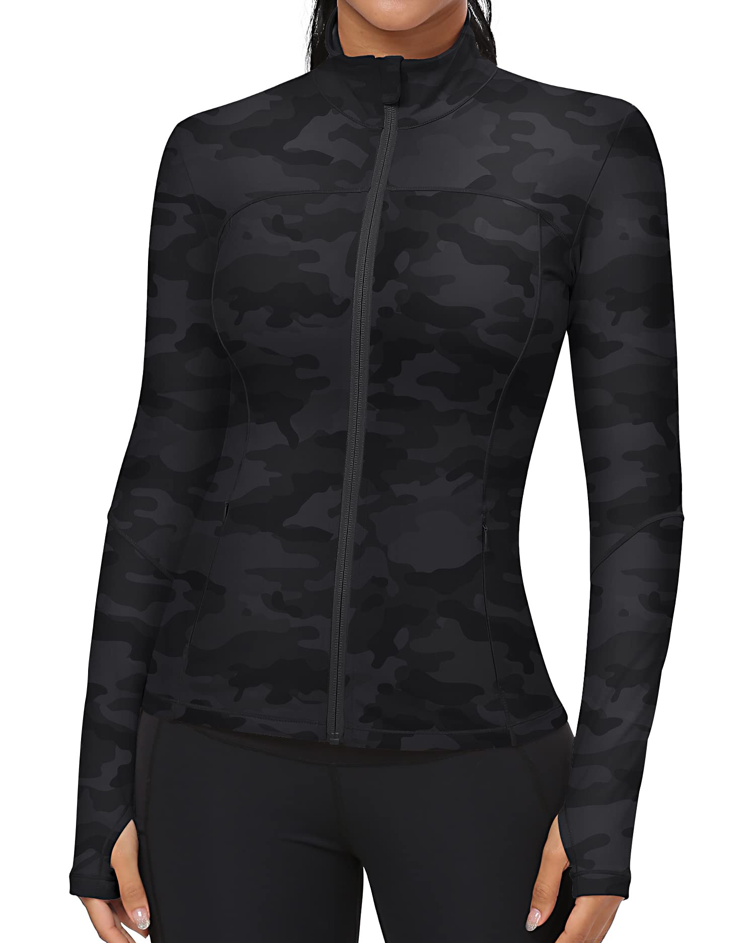 GYM RAINBOW Workout Jackets for Women, Full Zip Slim Fit Lightweight ...