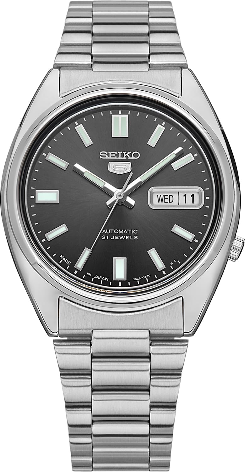 Seiko 5 Men's Black Dial Stainless Steel Automatic Watch - SNKK35J1 ...