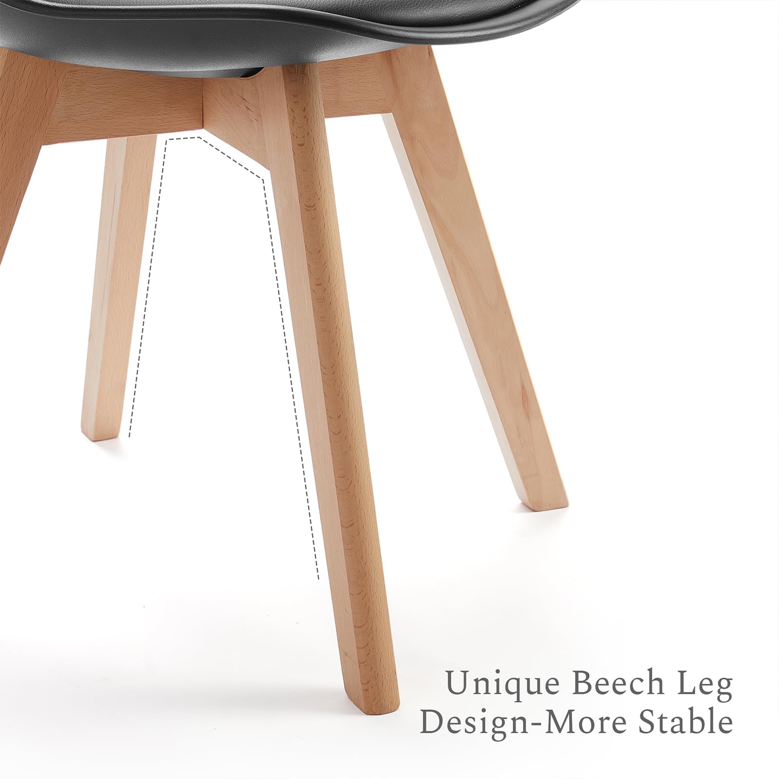 NEWBULIG Set of 4 Dining Chairs,PU Leather Upholstered with Wooden Leg ...