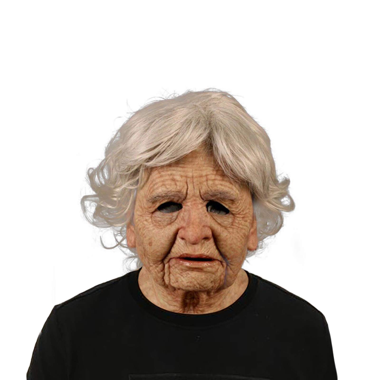 Buy 2021 Halloween Scary Full Head Latex Mask Horrific Grandma Old ...