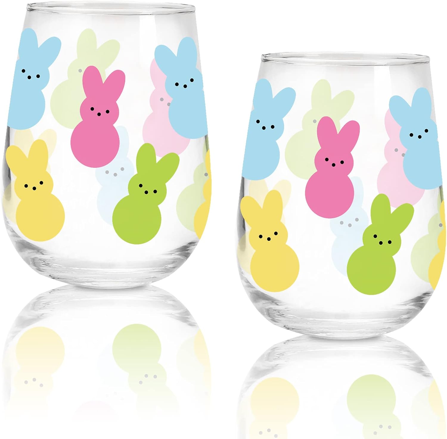 Amazon.com | Whaline 2Pcs Easter Stemless Wine Glasses 17oz Bunny ...