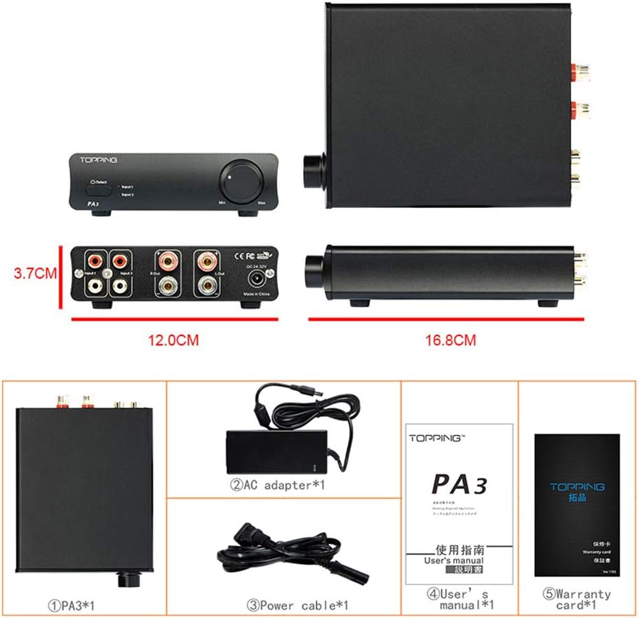 Home Audio e Hi-Fi Nero TOPPING PA3 Amplificatore Classe D 80W x 80W ...