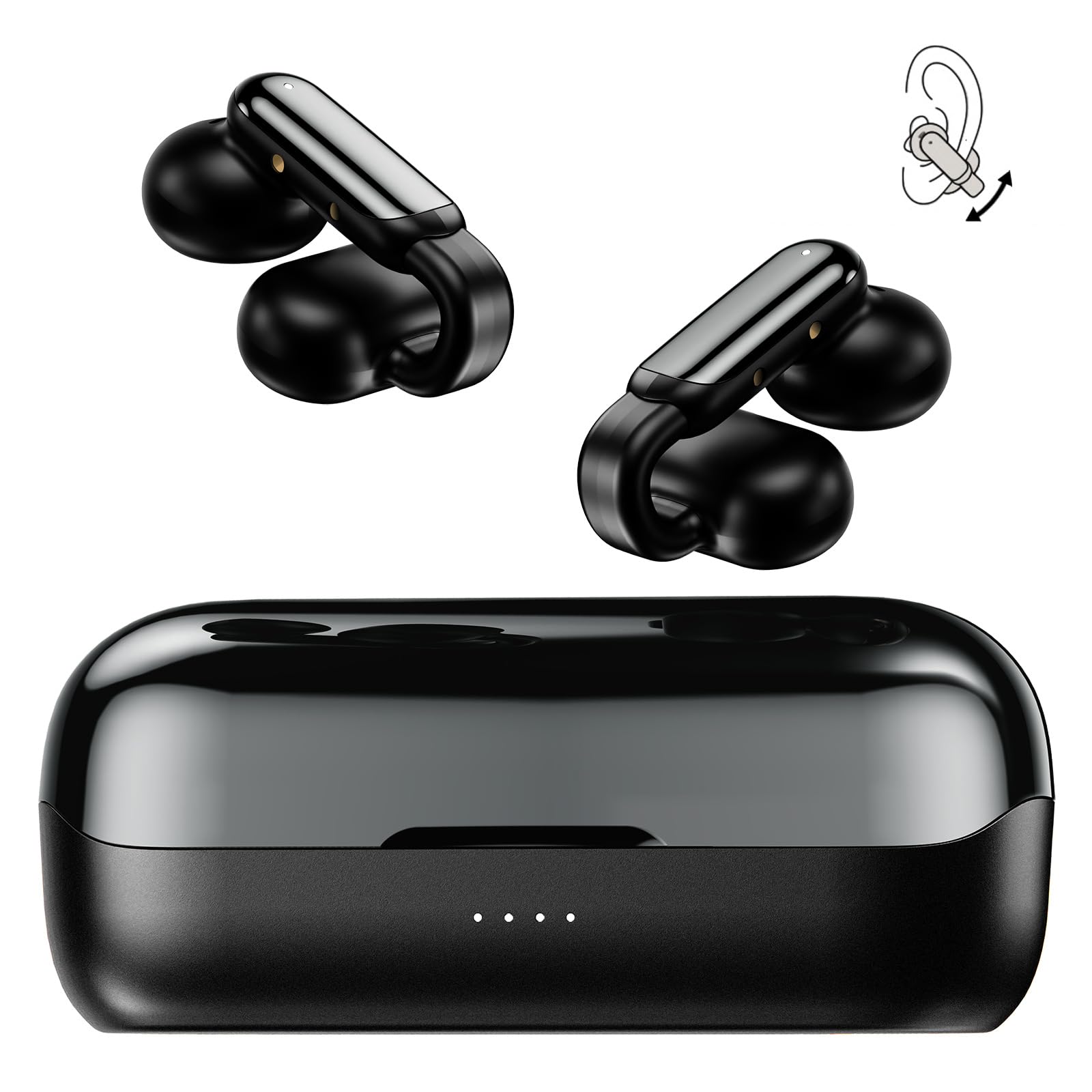 Amazon.com: QFY Clip On Earbuds Open Ear Headphones Wireless Bluetooth ...
