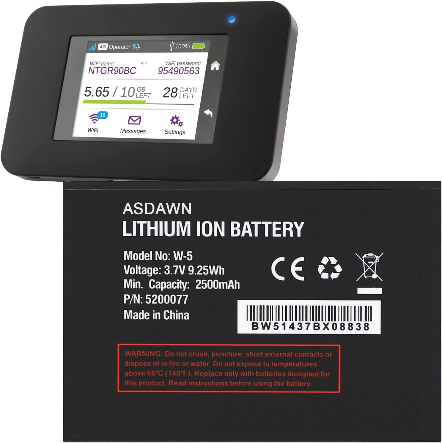 Amazon.com: 2500mAh W-5 Battery Replacement for Netgear Sierra Wireless ...
