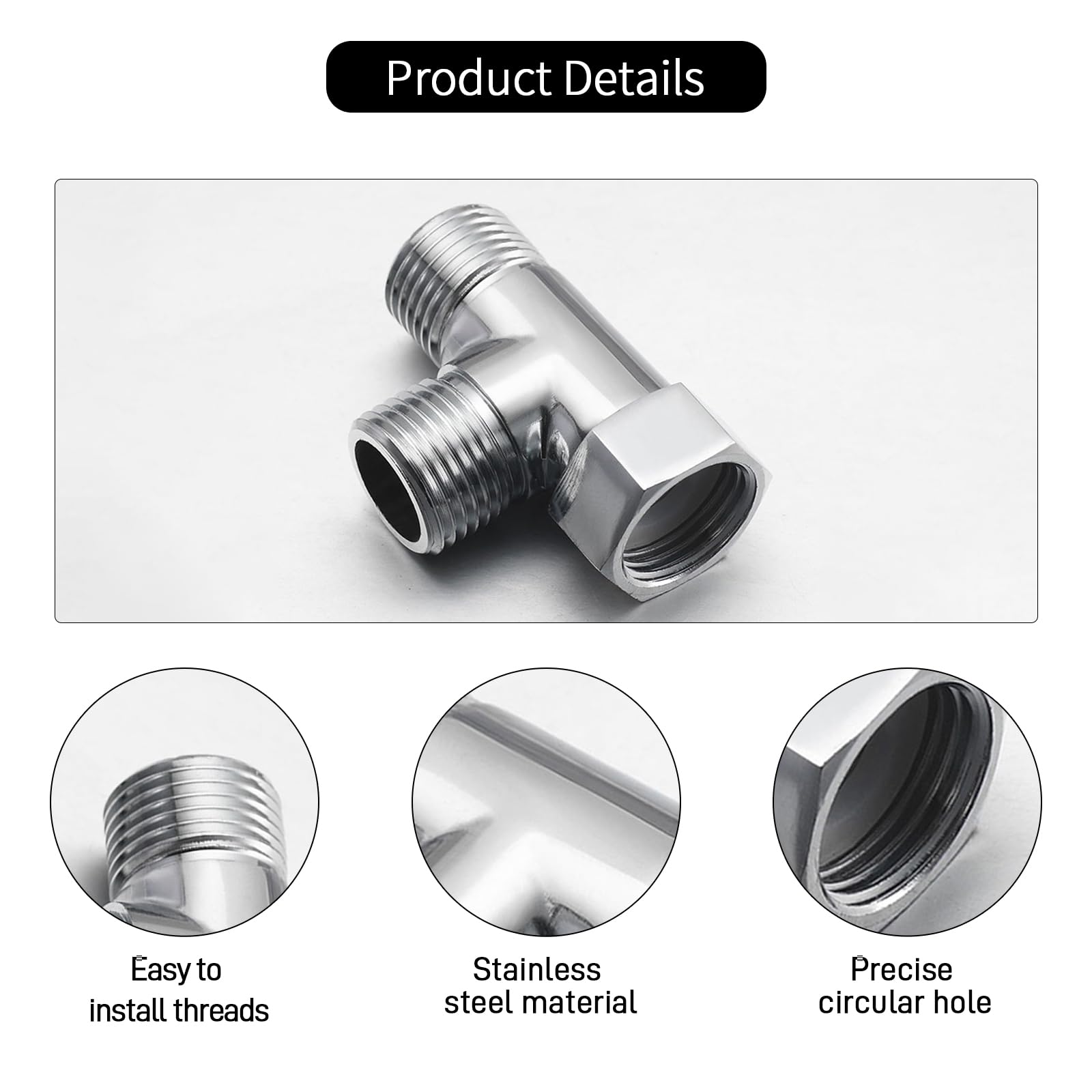 3 Way T Shape Adapter, Shower Diverter Valve G1/2″ Shower Hose ...
