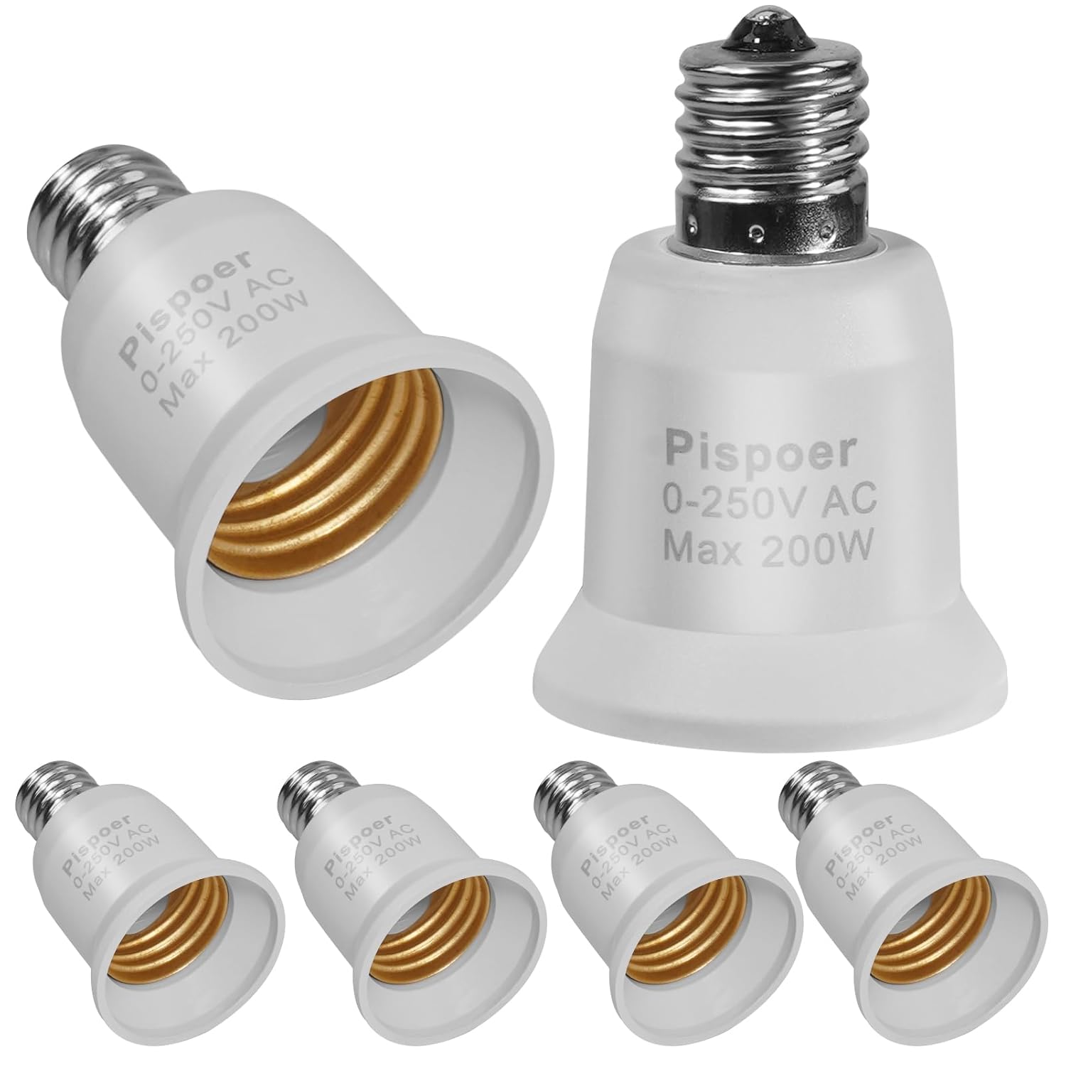 Amazon.co.jp: Pispoer|E17-E26口金変換アダプター 変換ソケット|熱に強い|電球用ソケット|屋内用|ソケット変換コンセント|簡単取付 工事不要|0-250V 50 ...