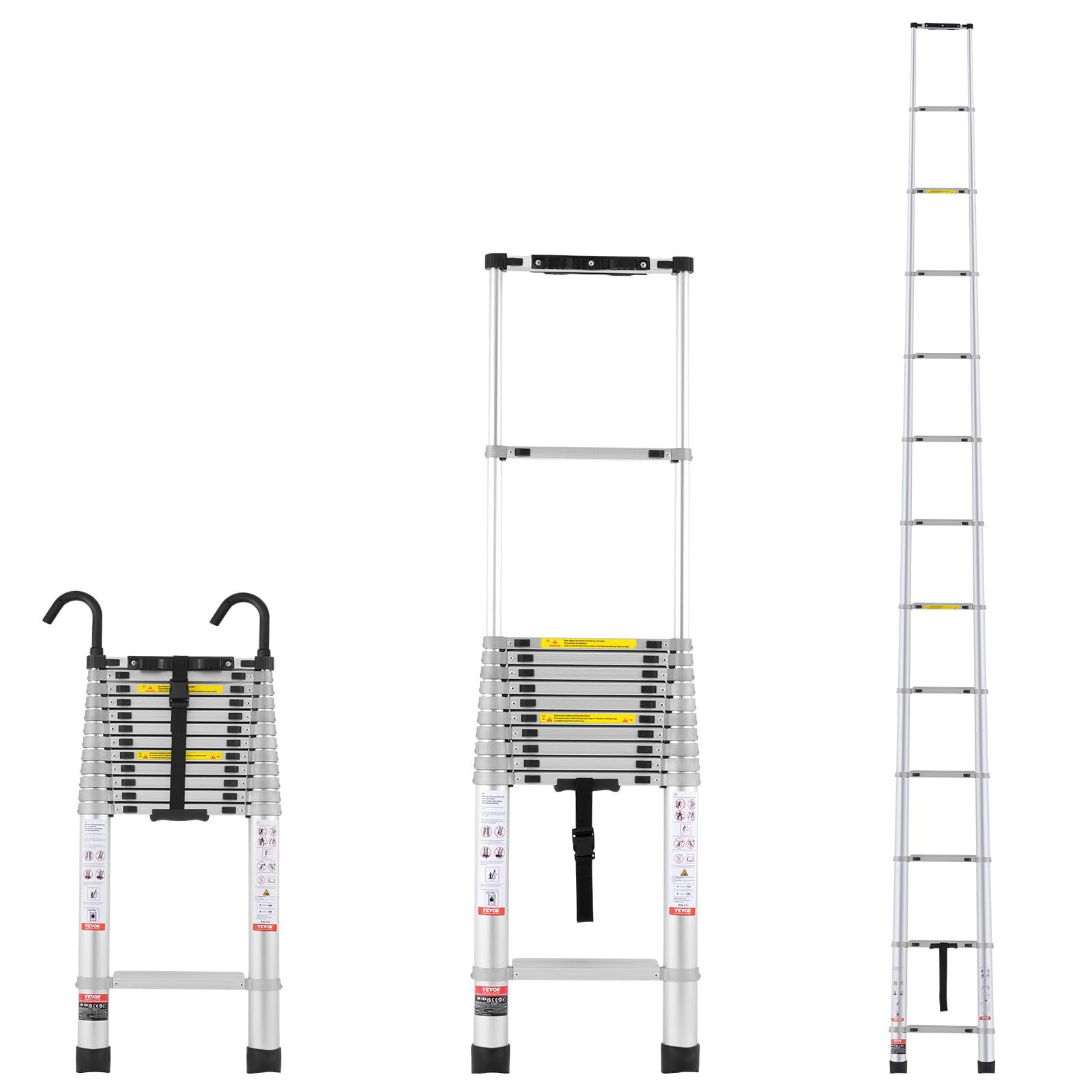 VEVOR Telescoping Ladder, 16.5FT Aluminum Lightweight Extension Ladder ...