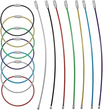 YDHfdc 42 Pcs Colored Metal Wire Keychain Cable Keyring Loop 180mm ...