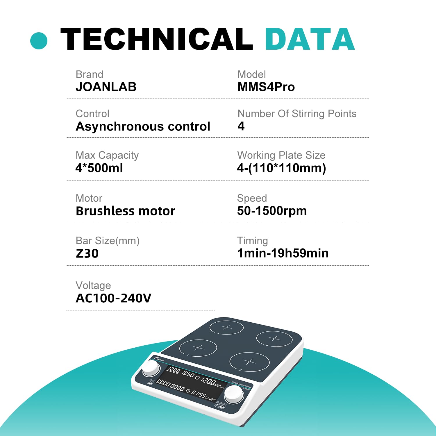 Snapklik.com : JOANLAB Digital Multi Position Magnetic Stirrer 4x500ml ...
