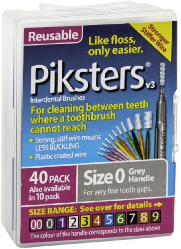 Piksters Interdental Brush 40 Pack, Size 0 (Grey) : Amazon.com.au ...