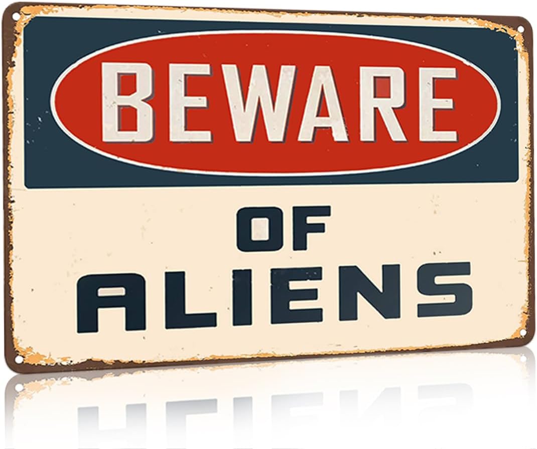 Amazon.com : Generic Warning Alien Sign Proceed At Your Own Risk Poster ...