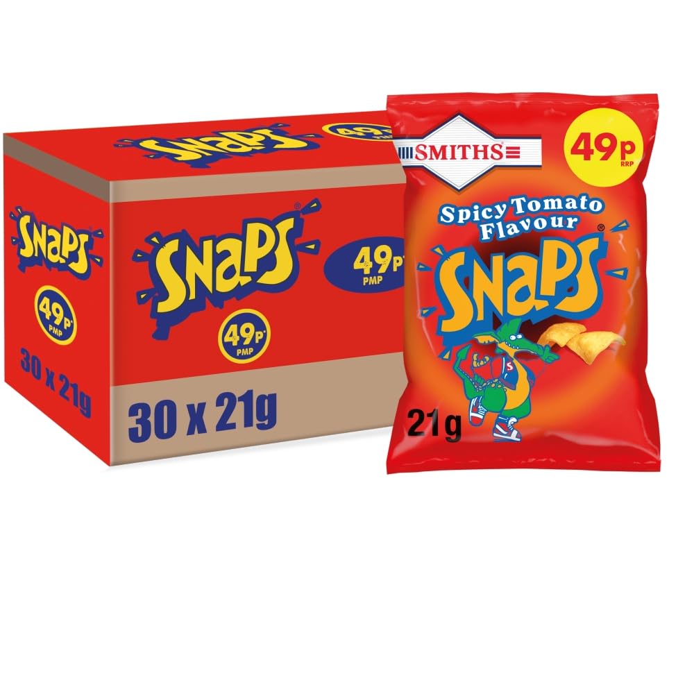 Smiths Snaps Spicy Tomato Snacks Crisps 49p 30 x 21g - Snaps Spicy ...