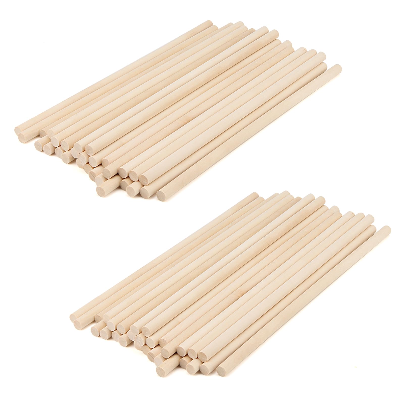 MANCHAP 60 Pack 30cm/12 Inch Wooden Dowels Rods, 10mm Round Wood Craft ...
