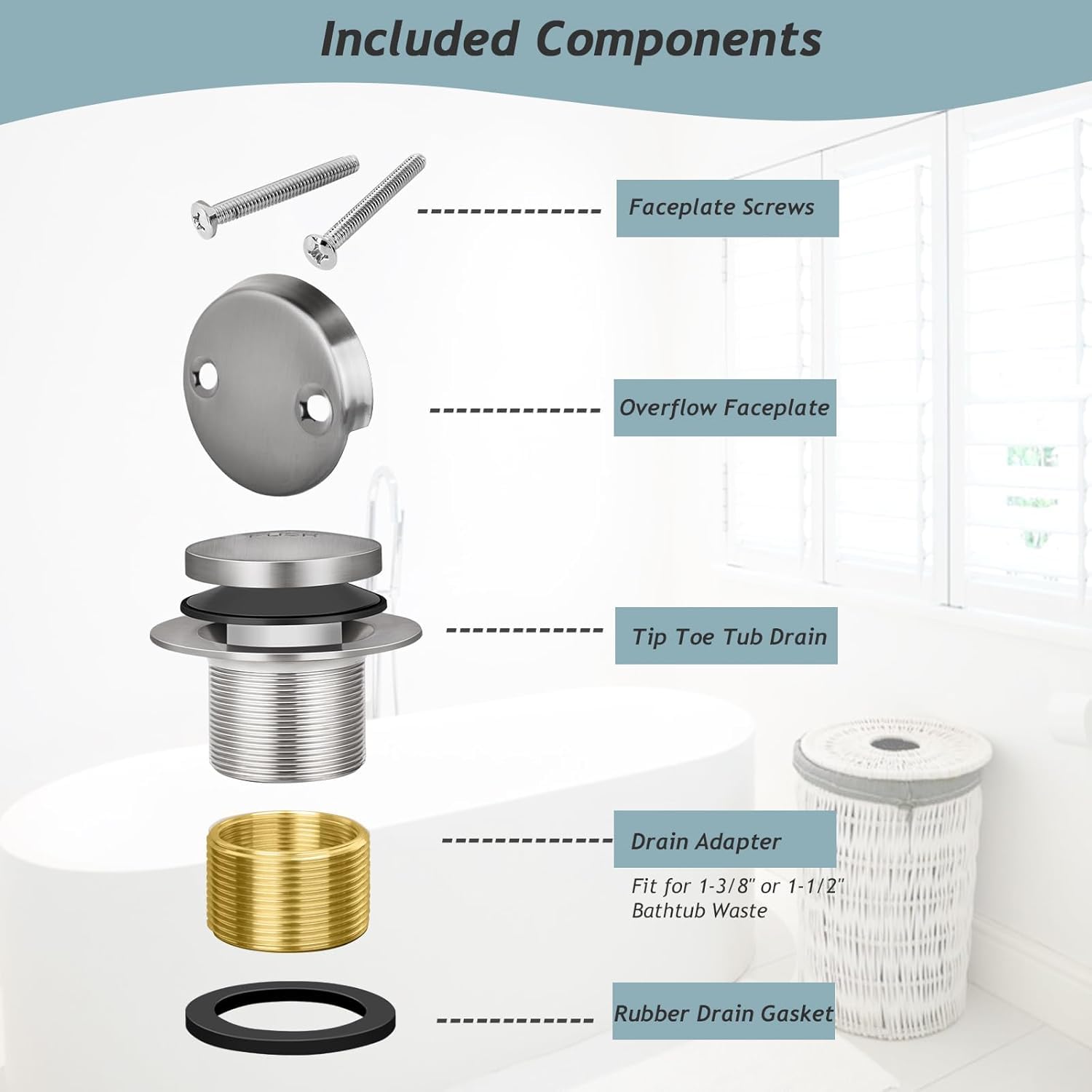 Bathtub Overflow Drain Assembly REGALMIX Vessel Sink Drain,Bathroom