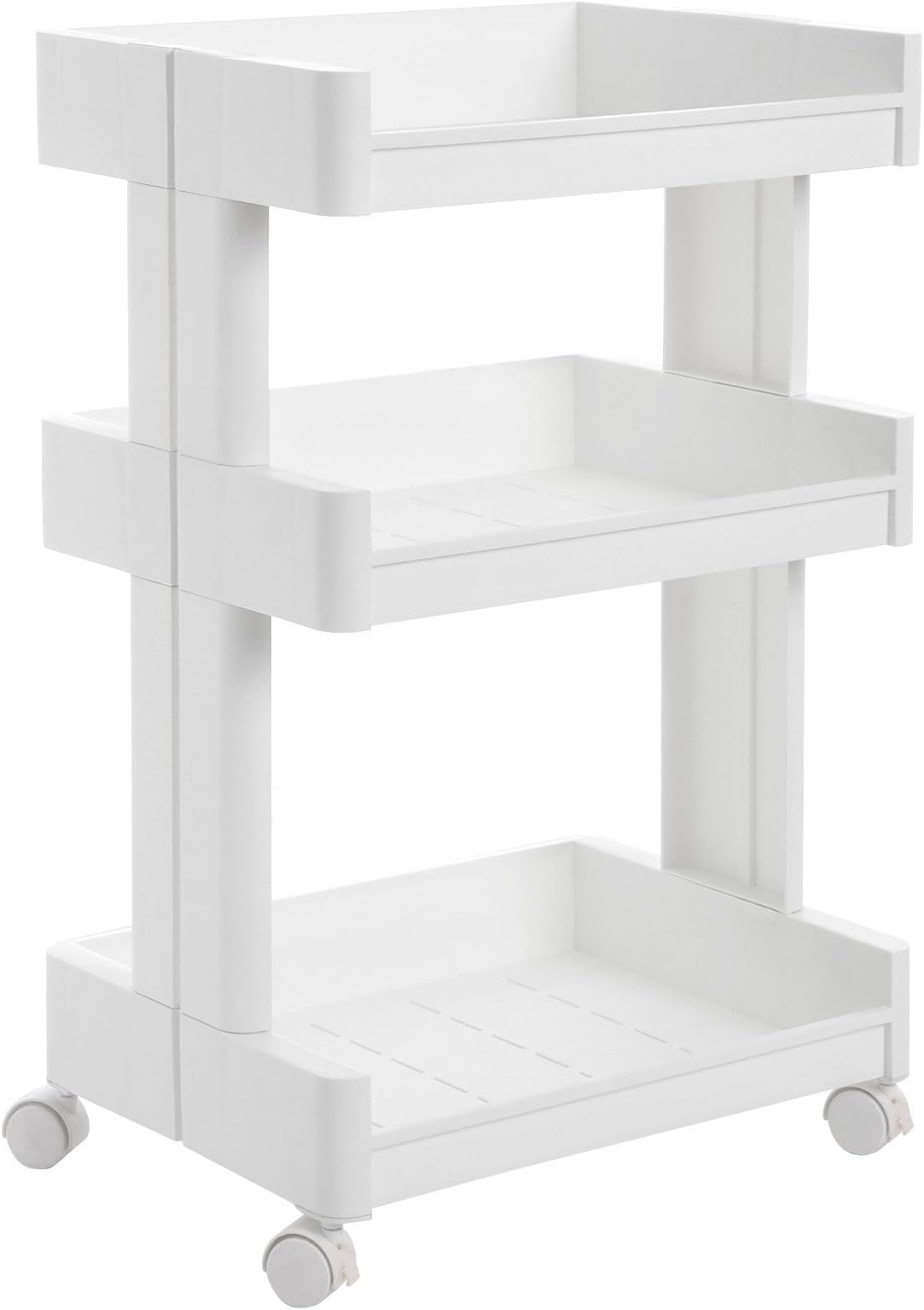 SONGMICS 3-Tier Plastic Rolling Cart PP Storage Trolley with Castors ...