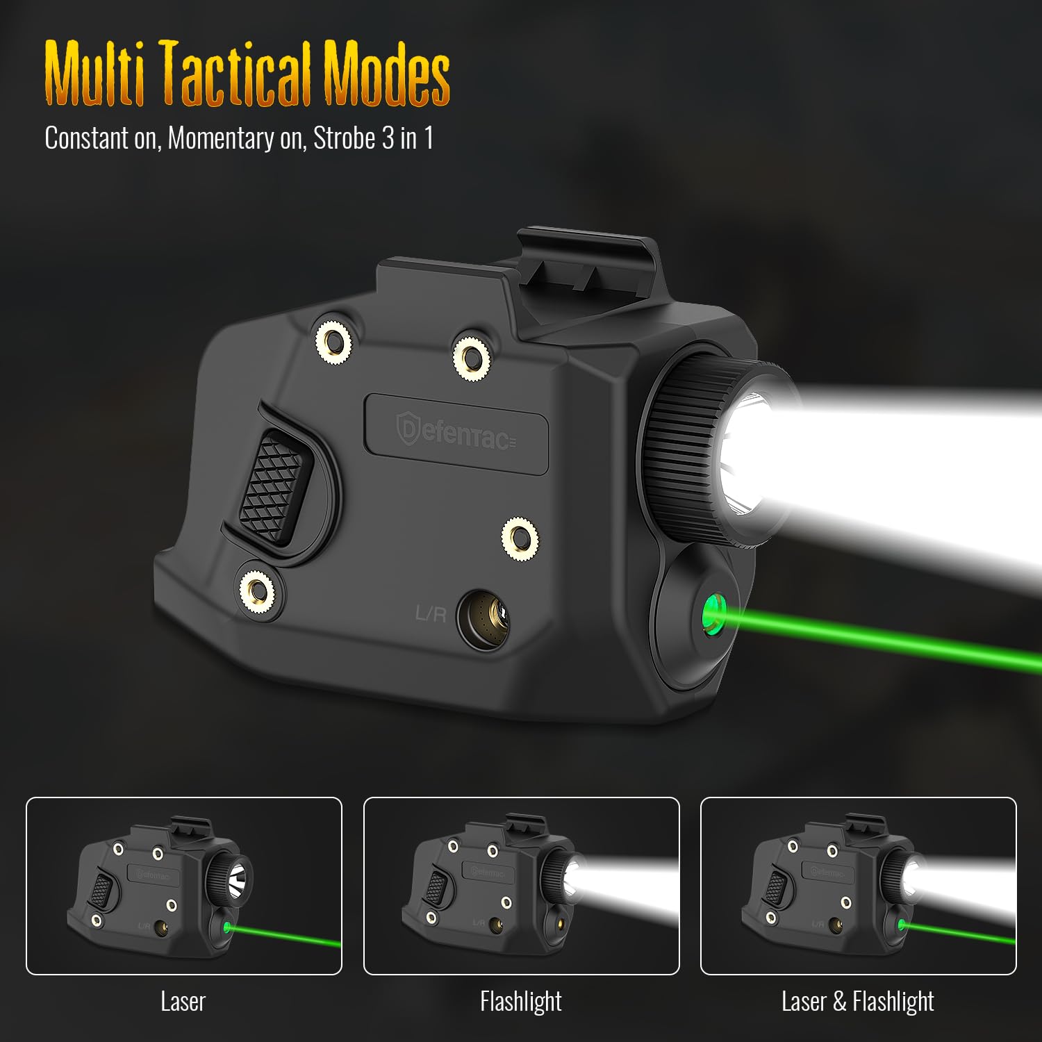 Snapklik.com : DEFENTAC 350 Lumens Pistol Light And Green Laser Sight ...