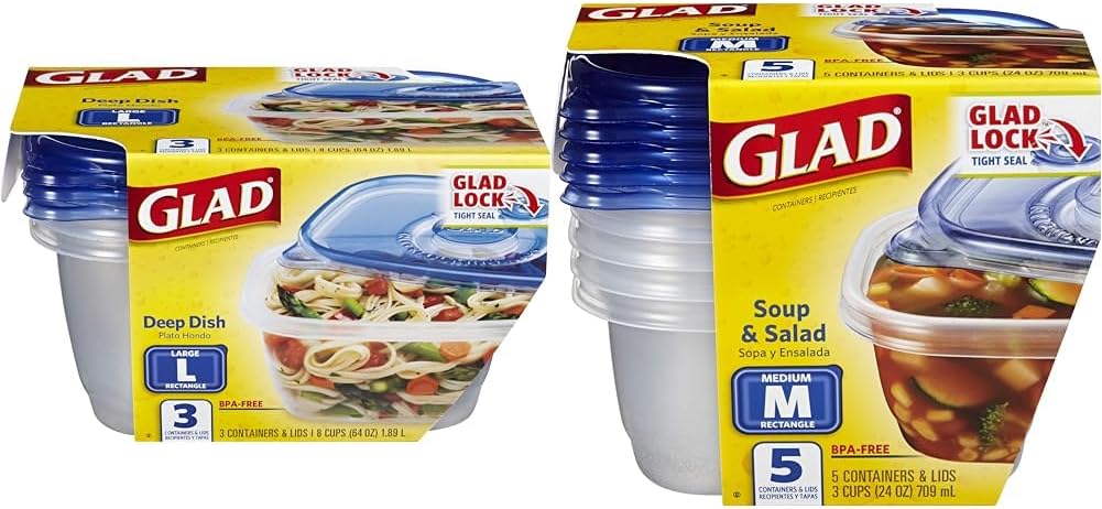 Amazon.com: GladWare Deep Dish 64oz Food Containers, Set of 3 & Soup ...