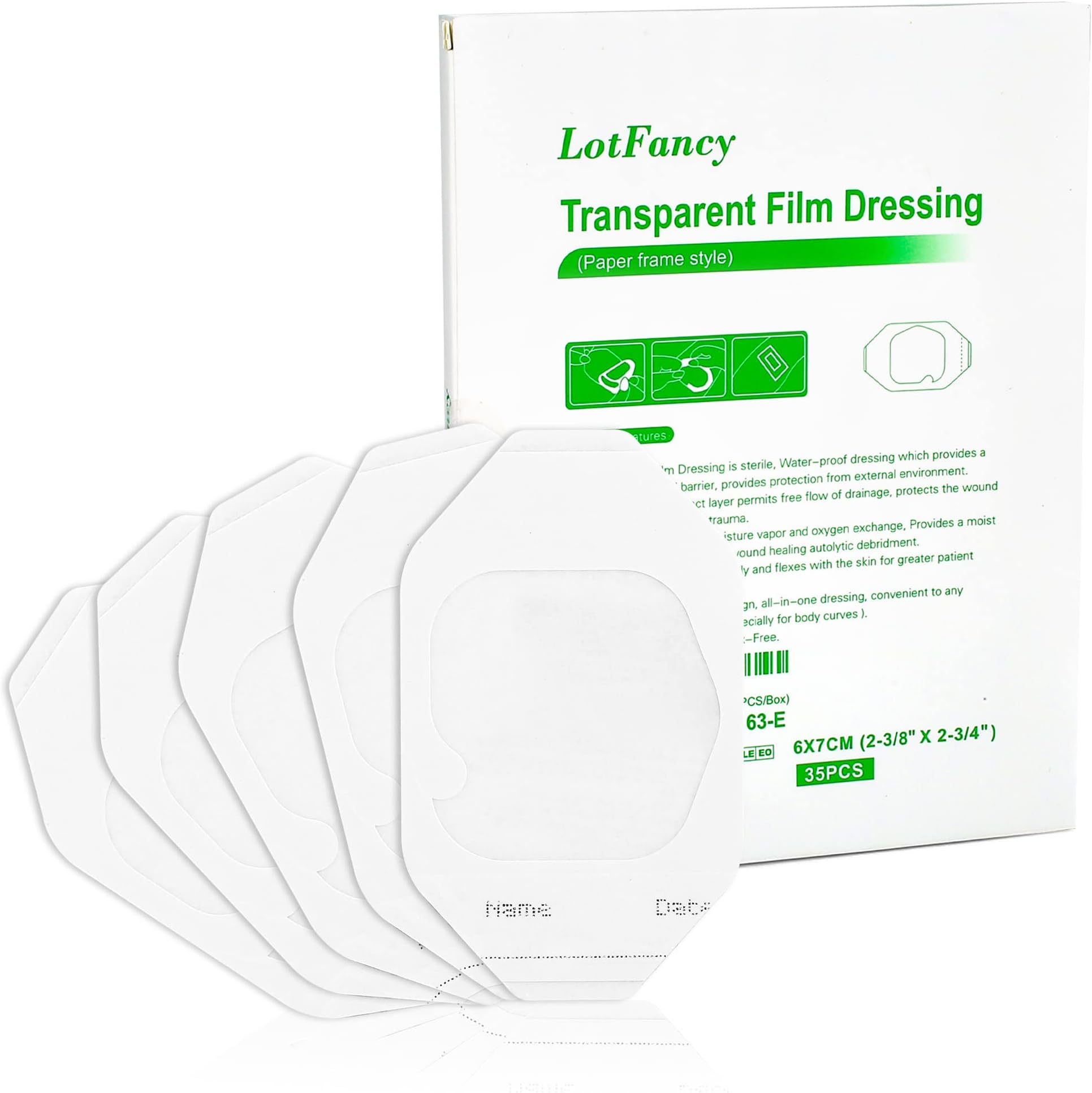 Amazon.com: Dimora Transparent Film Dressing with Pad 50 Pack, 2.3"x2.7 ...