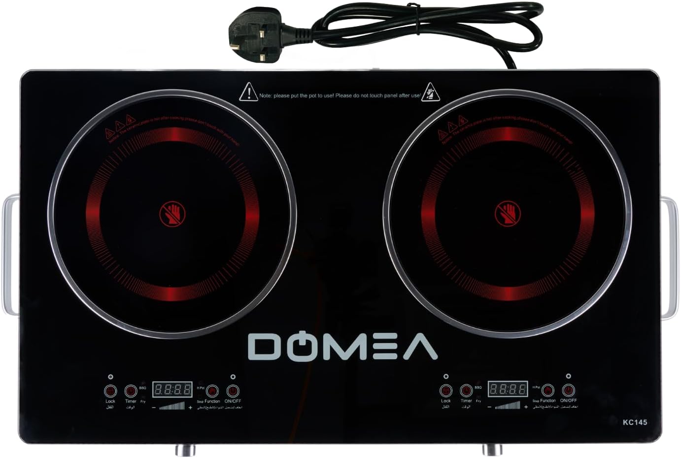 DOMEA 2-Burner Infrared Cooktop, 3600W Electric Dual Burner, LED Display, 4 Preset Cooking ...